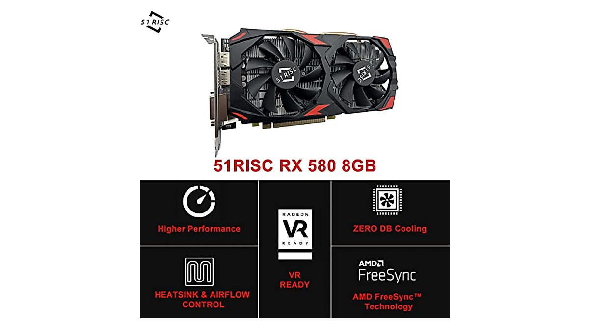51RISC Radeon RX 580 8GB Graphics Card for Gaming