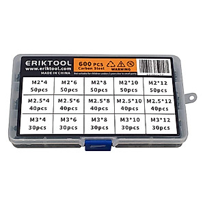 600PCS M2 M2.5 M3 Screw Set for Laptop Notebook Screws Flat Head Carbon Steel Screws Repair Kit for Computer Small Screw - (600 Screws Set) SCRW-033680