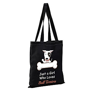 CMNIM Bull Terrier Gifts for Women Bull Terrier Tote Bag Just a Girl Who Loves Bull Terriers Reusable Shoulder Shopping Bag (Bull Terrier Tote Bag) (Bull Terrier Tote Bag)