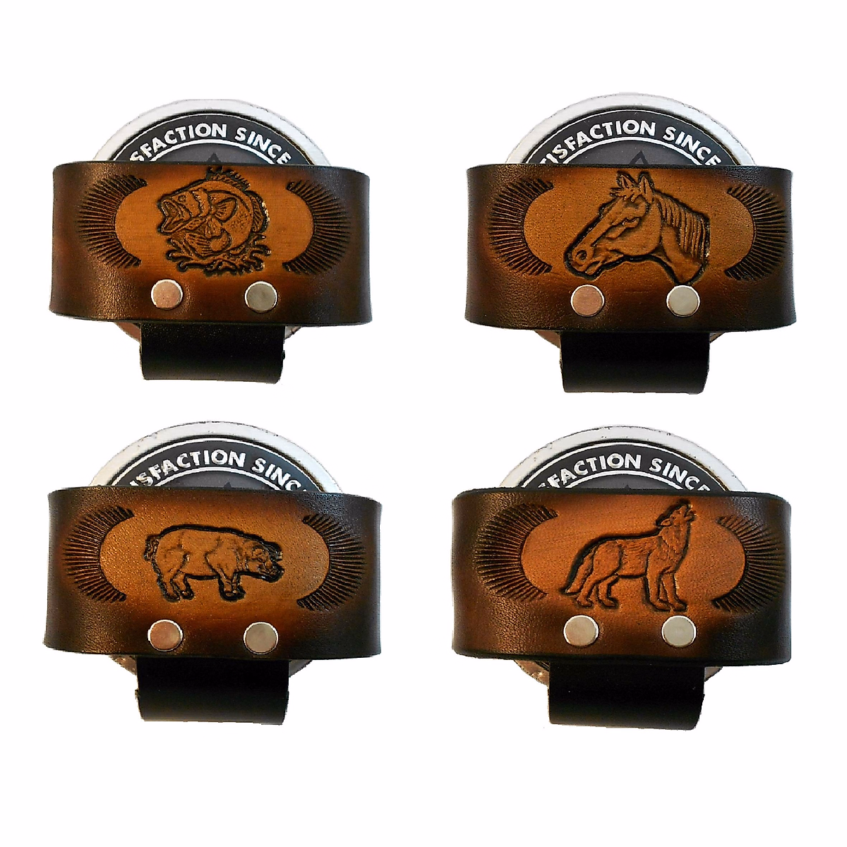 Leather Snuff Can Holder, Holster, Chew Dip Tobacco Case, Handcrafted, Many Tooled Designs