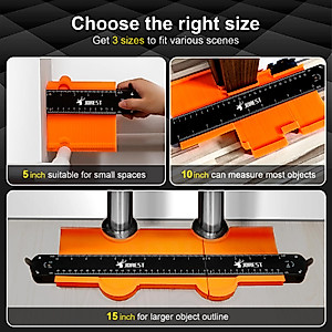 JOREST Connectable Contour Gauge (10+5 Inch), Profile Super Duplicator with Lock, Shape Outline Angle Measuring Tool for Woodworking Flooring, Unique Gift for Father Dad Husband Carpenter, Men Gadgets