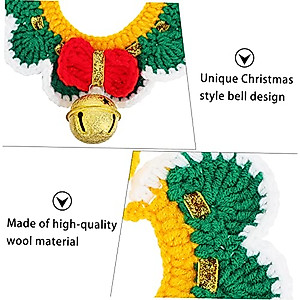 HONMEET 1pc Pet Woven Collar Ornament Ties Puppy Outfits Knitting Ornament Cat Knitted Scarf Cat Bandana Dogs Bell Bandanas Knitted Collar for Dog Cat Scarf Collar Pet Costume Accessory