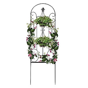 2 Pack Garden Trellis, for Climbing Plants 60" x 18" Black Steel Potted Support Vines Metal Wire Plant Trellis for Climbing Vegetables Flower Patio Roses Cucumbers