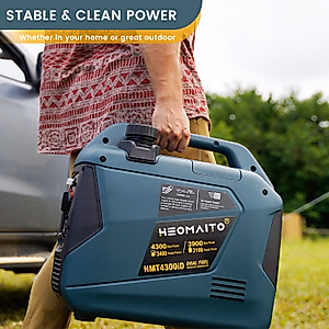HEOMAITO Dual Fuel Portable Inverter Generator 4300W Gas & Propane Powered, Ultra Quiet Lightweight with CO Sensor Digital Dispaly Parallel Capability EPA Compliant for Camping RV Backup Home Use
