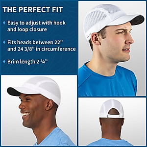 TrailHeads Performance Mens Running Hat - Lightweight, Quick Dry Workout Hats for Men - Athletic Sports Cap for Tennis, Gym White