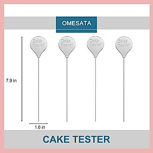 Cake Tester for Baking, 4 Packs Cake Testers for Baking Doneness and Reusable Cake Testing Stick 7.9 in Stainless Steel Skewer Omesata