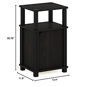 Furinno Brahms 3-Tier End Side Sofa Table/Nighstand with Door, 1-Pack, Espresso/Black