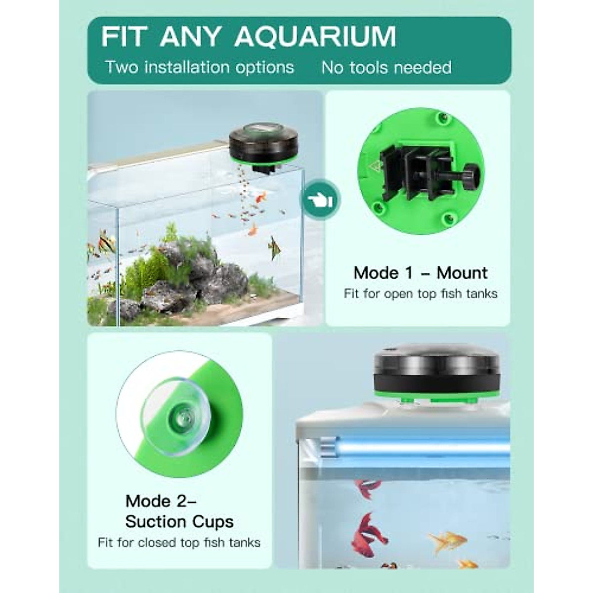 Petbank Automatic Fish Feeder for Aquarium - Rechargeable Fish Feeder Automatic Dispenser with Timer, Moisture-Proof and Precise Feeding Auto Fish Feeder for Vacation with USB Cable, LCD Display