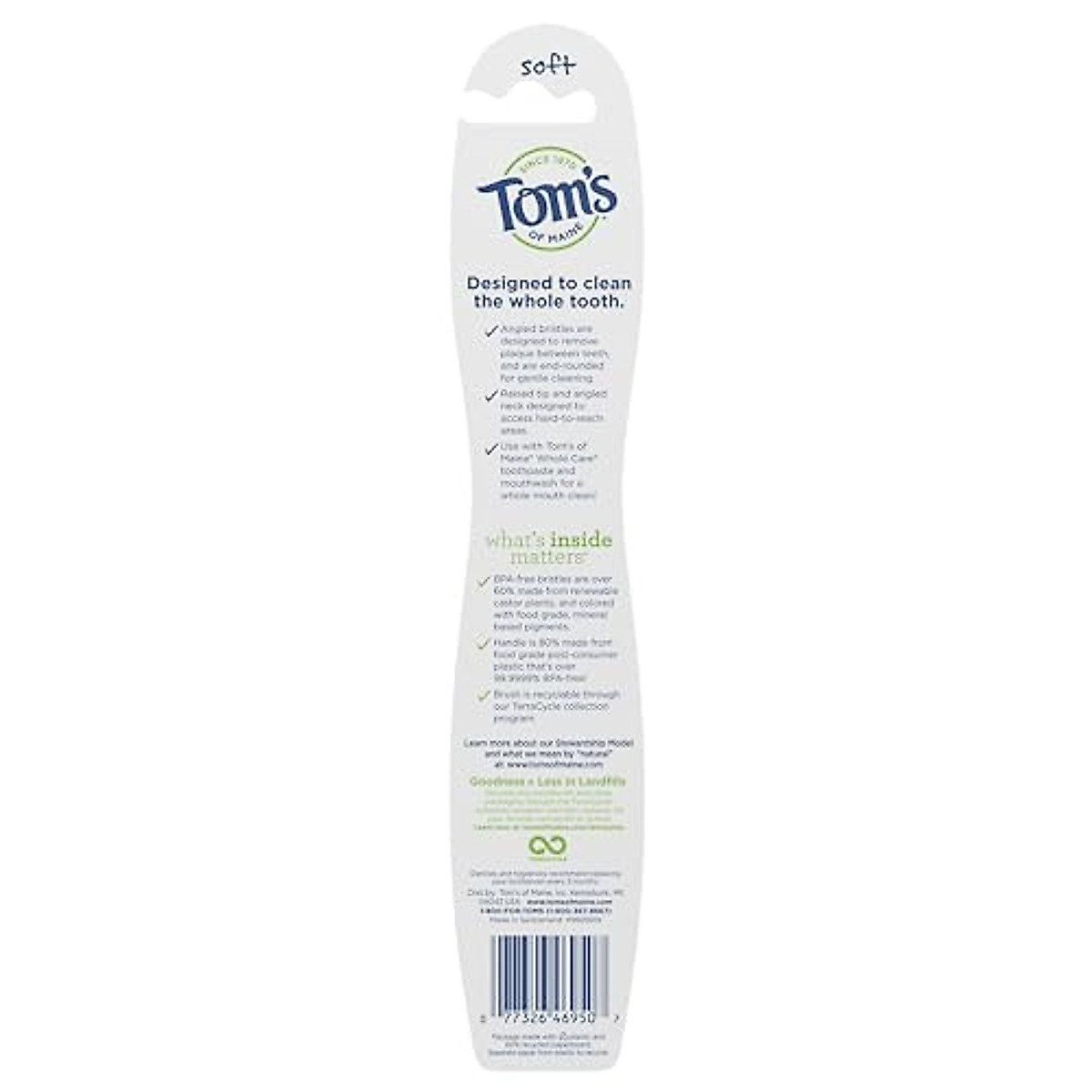 Tom's of Maine Whole Care Toothbrush, Soft, 4-Pack