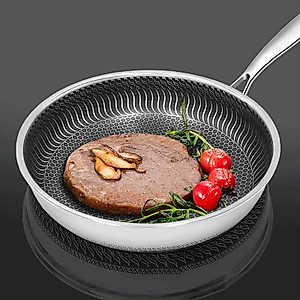 DHTDVD Household Non-Stick Pan Non-Coated Stainless Steel Cooking Pot for Kitchen Pans Universal