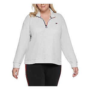 Tommy Hilfiger Sport Womens Plus Fitness Yoga Pullover Top Gray 3X