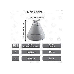 Florez Soft & Foldable Recovery Cone for Pets: Cats & Dogs EasyClean Design Small & Medium (Medium), Grey