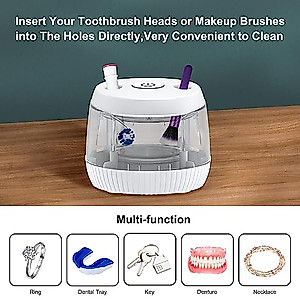 Ultrasonic U-V Cleaner for Dentures, Retainer, Mouth Guard, Aligner, Whitening Trays, Toothbrush Head, 45kHz Ultrasonic Jewelry Cleaner, 200ML Ultrasonic Retainer Cleaner Machine at-Home or Travel Use
