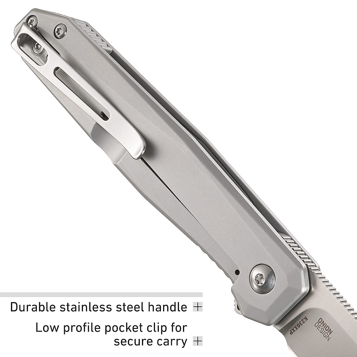 CRKT Facet EDC Folding Knife: Everyday Carry Assisted Open, D2 Satin Blade, Frame Lock, Stainless Steel Handle with Deep Carry Pocket Clip K230XXP, Silver