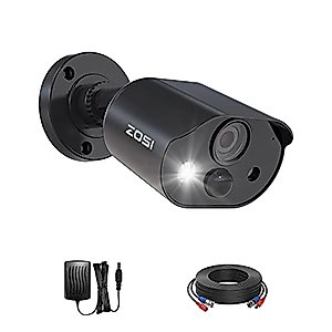 ZOSI C303 1080p HD-TVI Security Camera Outdoor Indoor with Audio Recording,120ft IR Night Vision, Motion Activated Spotlight & Siren Alarm,PIR Motion Deteciton, Weatherproof CCTV Bullet Camera Kit