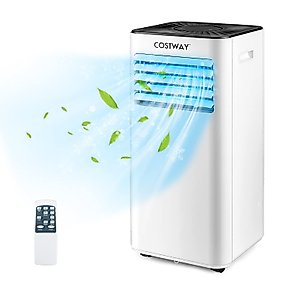 COSTWAY Portable Air Conditioner 10000BTU, Dehumidifier, Cooling for Room Spaces up to 350 Sq.Ft with 3 Speed Function, Universal Casters, 24H Timer, Remote Control, for Bedroom