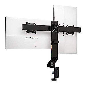 Kensington Dual Monitor Mount for Desk, C-clamp Vesa Monitor Stand Fits 2 Ultrawide Monitors Up to 27 Inches, Low Profile Monitor Stand, Height Adjustable Rotating Free Standing Monitor Arm, Black