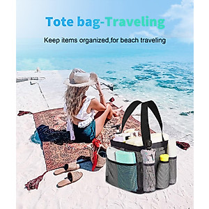 Shower Caddy,2 Pcs Mesh Shower Caddy Portable for College Dorm with 8-Pockets Large Capacity,Shower Bag for Bathroom Hanging Quick Dry,Essentials for Beach Gym Swim Camp Travel,2 Handles 1 Hook