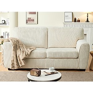 Weture 70" Corduroy Cozy Comfy Comfortable Overstuffed Couch Sofa Loveseat, Extra Deep Seat Loveseat Sofa Couches for Living Room, Modern Loveseat Couch Sofa with Wide Armrests, Beige