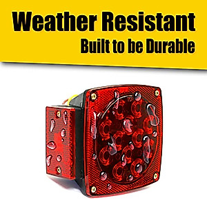 MAXXHAUL 70205 Trailer Light Kit - 12V All LED, Left and Right Waterproof Submersible for Trailers, Boat Trailer Truck Marine Camper RV Snowmobile, Red