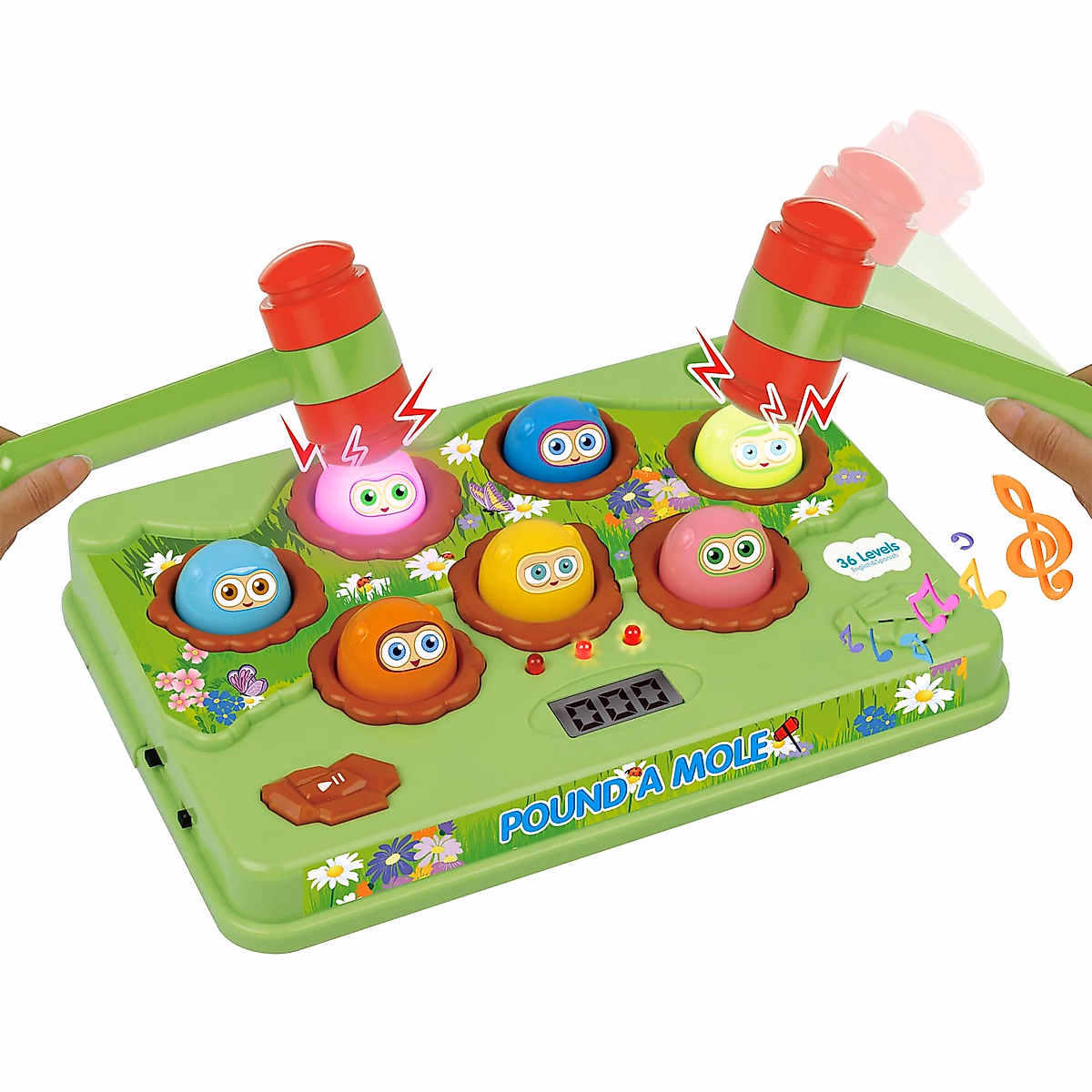 Catchstar Whack-a-mole Game Fast Reflexes Whack A Mole Game Counting Score Wack-a-mole Language Learning Musical Wack A Mole With Soft Hammer Educational Toy For Kids Toddlers Children Boys
