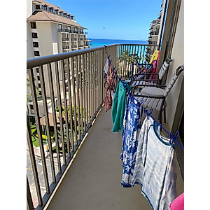 11 Feet Blue Windproof Clothesline with 12 Blue Clips, Adjustable Clothes Line for Home, Travel and Outdoor Hanging Clothes (Blue)