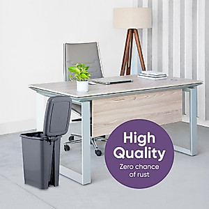 Superio Slim Trash Can with Foot Pedal – 2.5 Gallon Step-On Trash Can, Garbage Can, Small Trash Can for Bathroom, Kitchen, Office, Patio, or Backyard – Onyx Grey