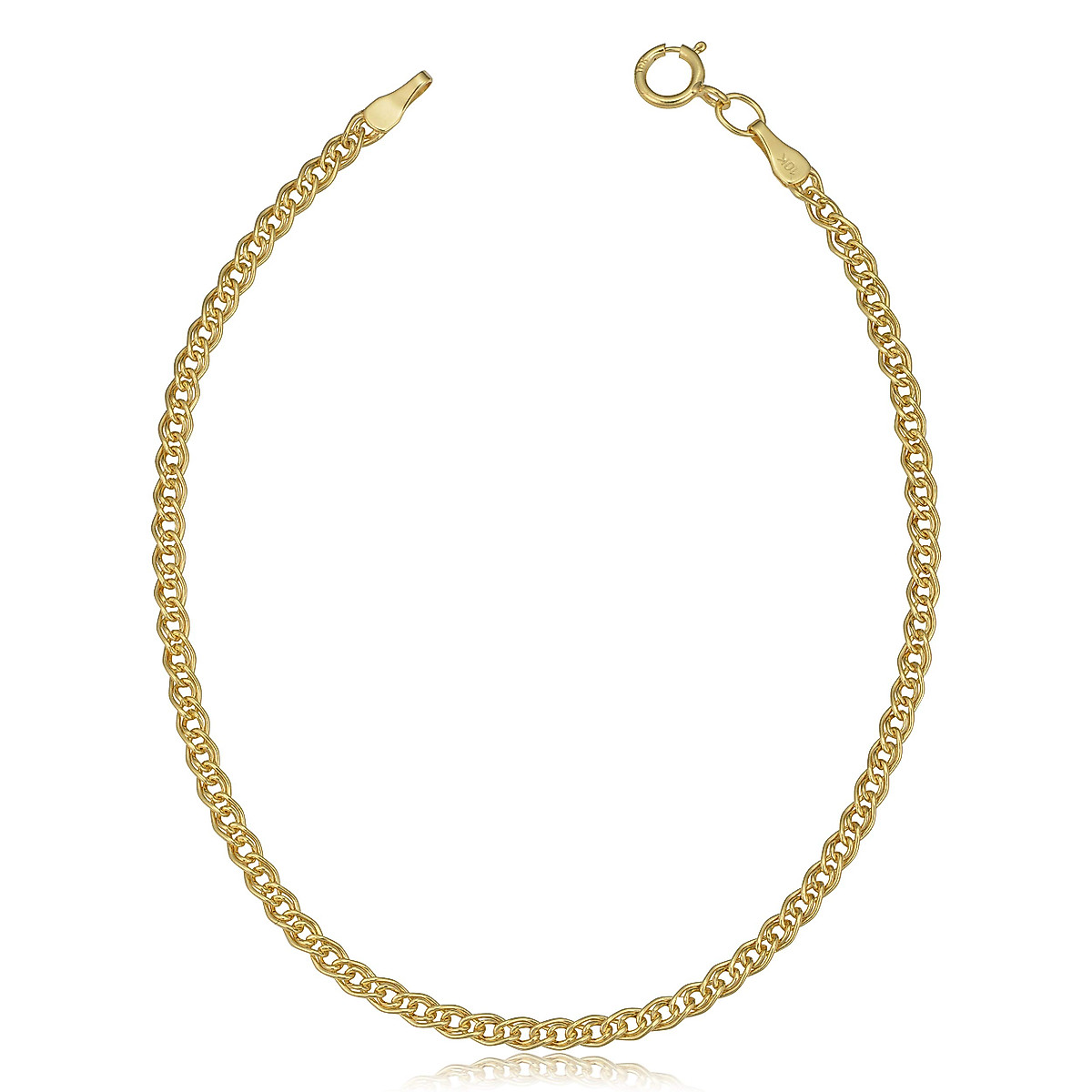 Kooljewelry 10k Yellow Gold Hollow Inner Link Bracelet (2.3 mm, 7 inch)