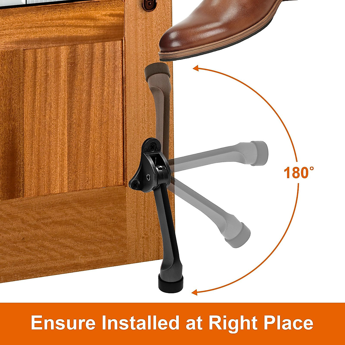 PHITUODA KickDown Door Stopper Easy-Step Door Stop Black-2pcs