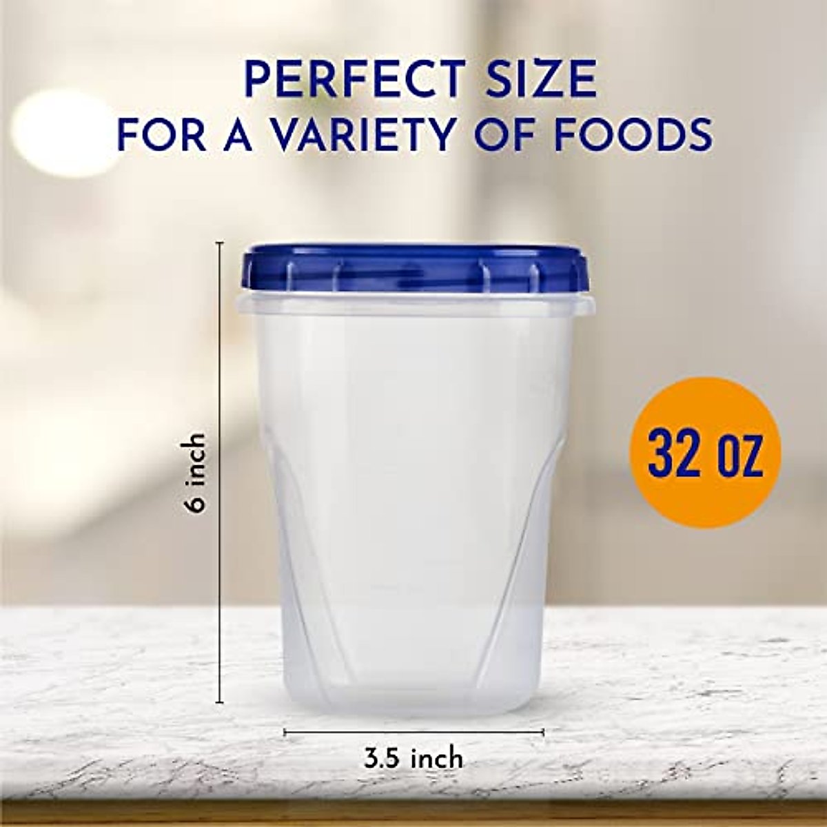 Soup Freezer Storage Containers With Twist Top lids [32 Oz - 9 Pack] Reusable Plastic Food Container with Screw On Lids, leak proof, Airtight, Stackable, Microwave Safe BPA Free