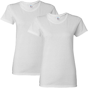Gildan Women's Heavy Cotton T-Shirt, Style G5000L, 2-Pack, White, X-Large
