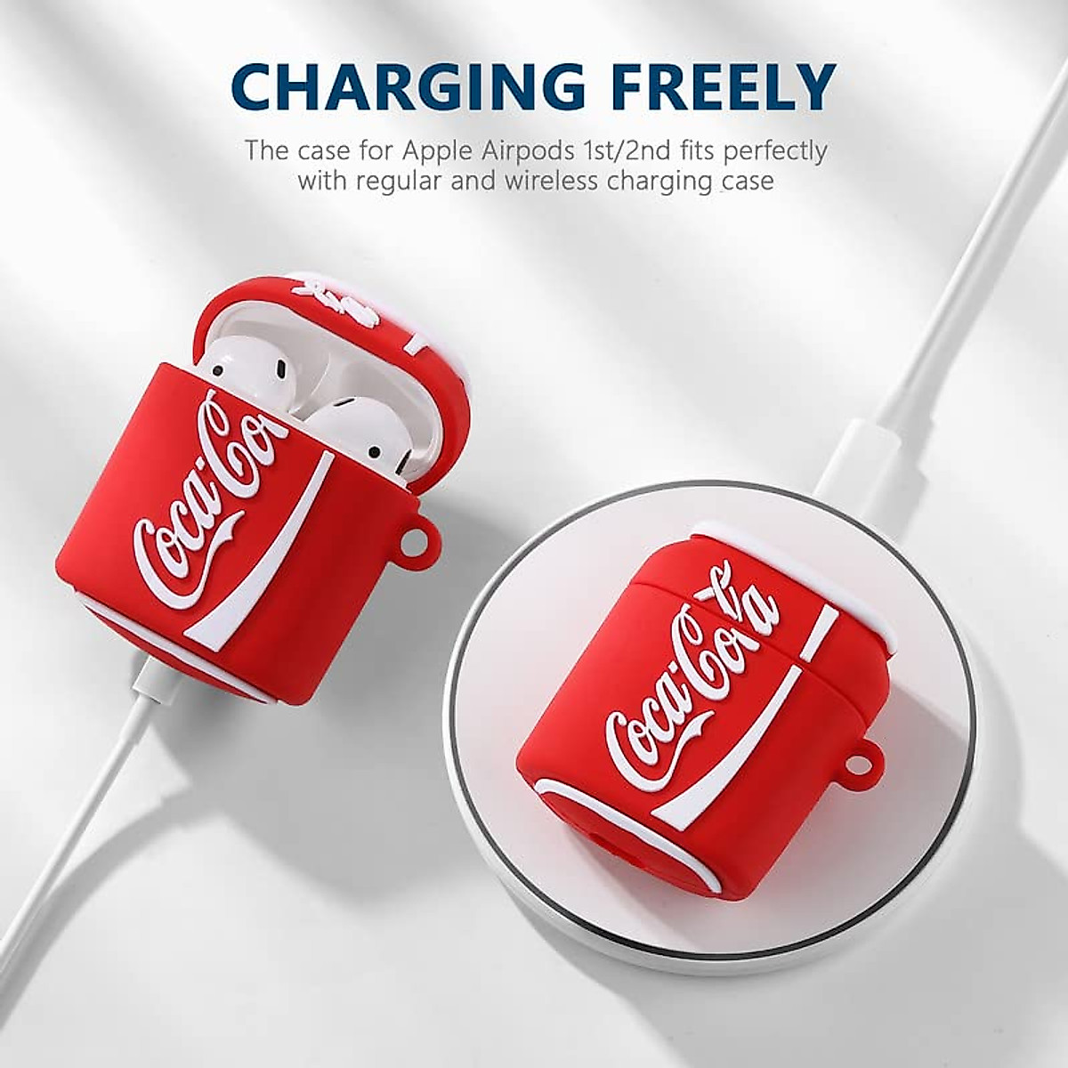 CULIPPA for AirPods 2 Case Cover for Airpods 2nd Generation Silicone Protective Case Cool Cartoon Skin Portable & Shockproof Design for Women Girls with Keychain for Apple Airpods 2/1 Charging Case