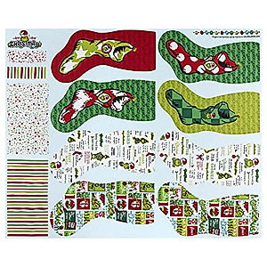 Kaufman How The Grinch Stole Christmas Stockings 36" Panel Holiday, Fabric by the Yard