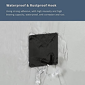 Self Adhesive Hook, Waterproof in Shower Hooks for Hanging Loofah, Towels, Clothes, Robes for Bathroom Stainless Steel Removable Adhesive Wall Hook Heavy Duty Stick on Hooks 4 Pcs (Black 4 PCS)