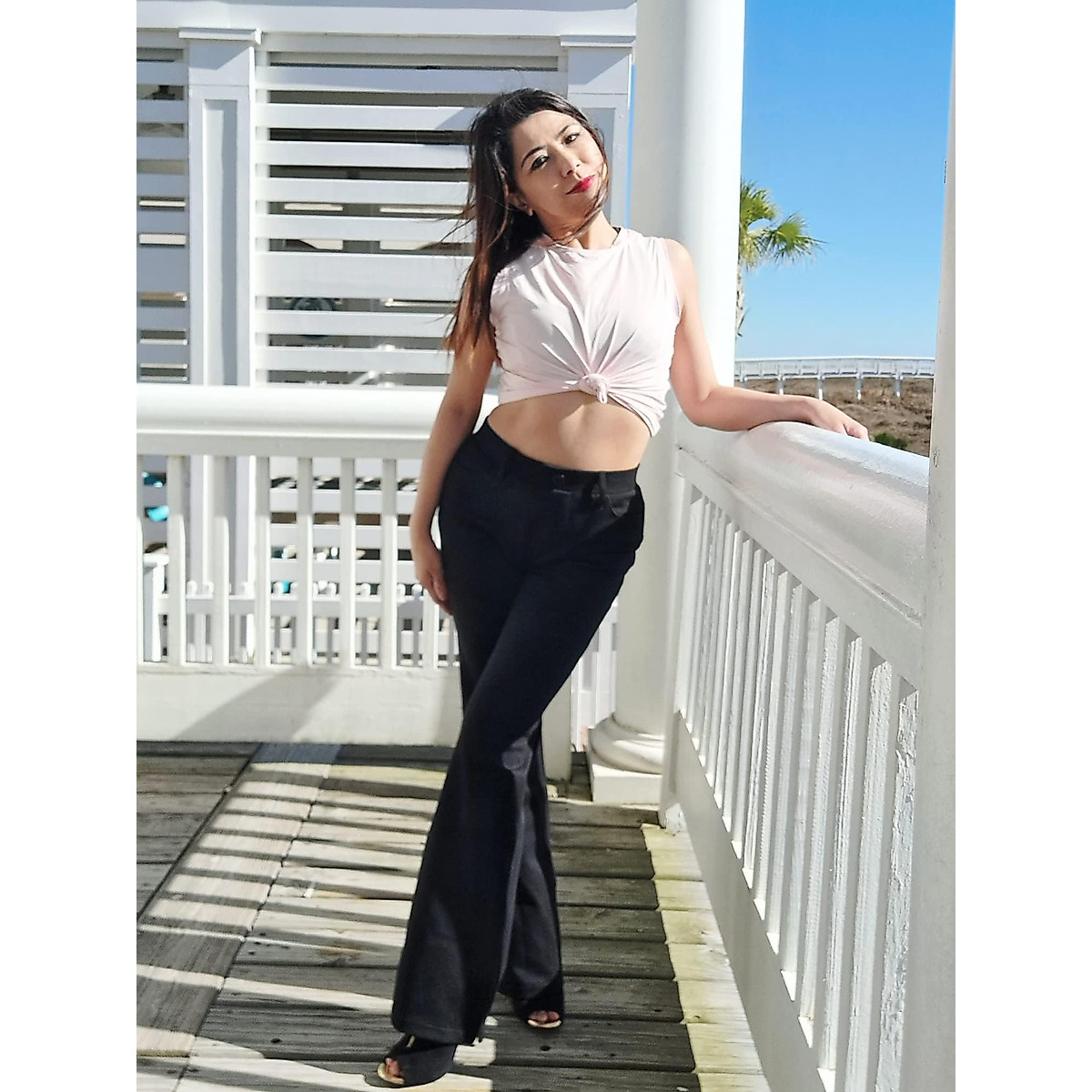 Stelle Women 28"/30"/ 32" Bootcut Dress Pants Business Casual Work Pants with Pockets Pull On Regular Slacks for Office (30" Navy, Medium)