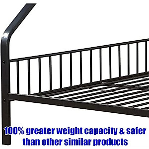 ZEKOLO Upgraded Version & Stronger Steel Bunk Bed Twin XL Over Queen with Safer Guardrails and Ladder, Thickend More Stable Metal Twin XL Over Queen Bunkbeds, Gunmetal (Easier to Assemble)
