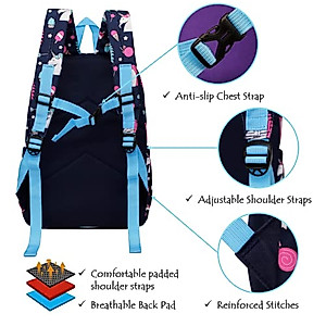 POWOFUN Kids Backpack School Bag Children Water-Resistant Cute Cartoon Travel Rucksack Backpack For Kindergarten Boys Girls with Chest Buckle