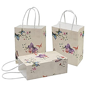 YYaaloa Gift Bags Kraft Paper Bags with Handle 8.26 x 5.9 x 3.15 inch Party Favor Bags for Baby Shower Kids Birthday Wedding Xmas Party Supplies (Pack of 30)