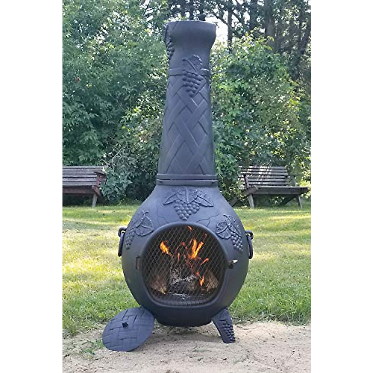The Blue Rooster Grape Cast Aluminum Chiminea in Charcoal