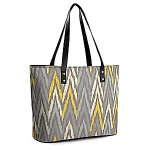 Womens Handbag Ethnic Pattern Leather Tote Bag Top Handle Satchel Bags For Lady