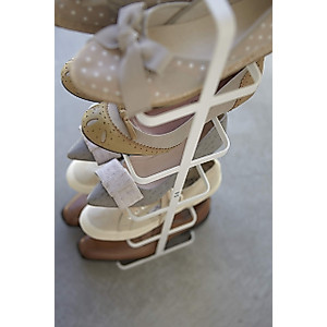 Yamazaki Home Compact Modern Metal Shoe Rack Stee Tall White