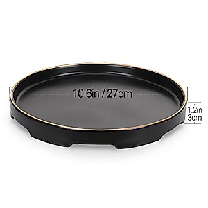 Shinowa Ceramic Decorative Tray, Bathroom Vanity Tray,Perfume Tray Cosmetic Tray for Dresser-Tops Office Living Room Kitchen Countert, Black
