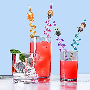 Jomoxosae Harry Theme Party Supplies Reusable Drinking Straws 10 Designs for Birthday Party Favors Supplies (20pcs), One Size