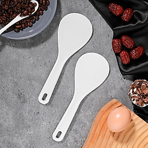 2PCS Rice Serving Spoon White Non-Stick Rice Spoon Paddle Rice Cooker Spoon Large Plastic Rice Spatula 7.95 Inch