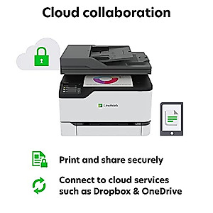 Lexmark MC3426i Color Laser Multifunction Wireless Printer with Print, Copy, Scan and Cloud Fax Capabilities, Plus Full-Spectrum Security and Print Speed up to 26ppm (40N9650), White, Small (Renewed)