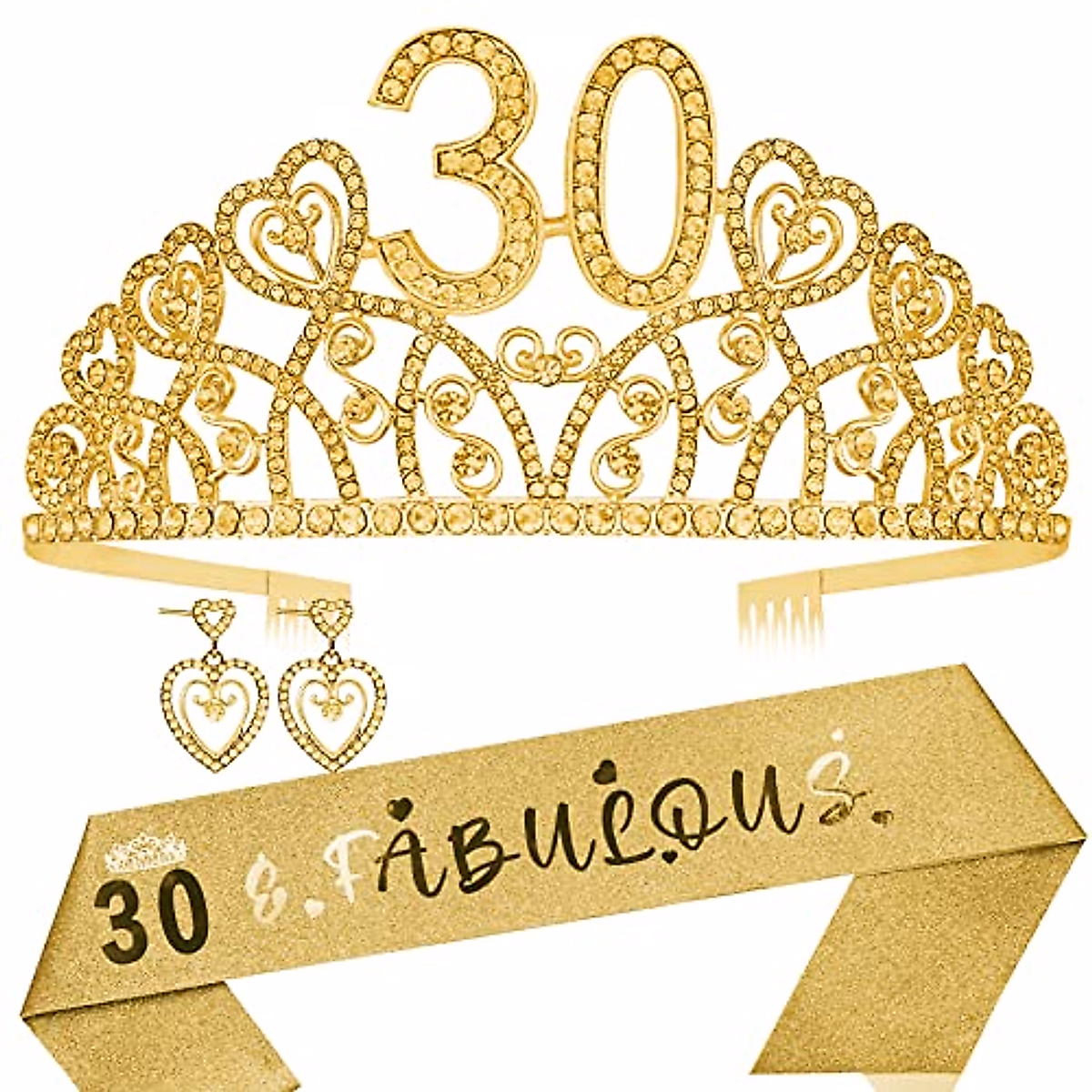 30th Birthday Gifts for Women,30th Birthday Tiara and Sash,30 and Fabulous,30th Birthday Crown,30th Birthday Decorations for Women,30th Birthday Party Favor,30th Birthday Supplies,30th Bday Tiara