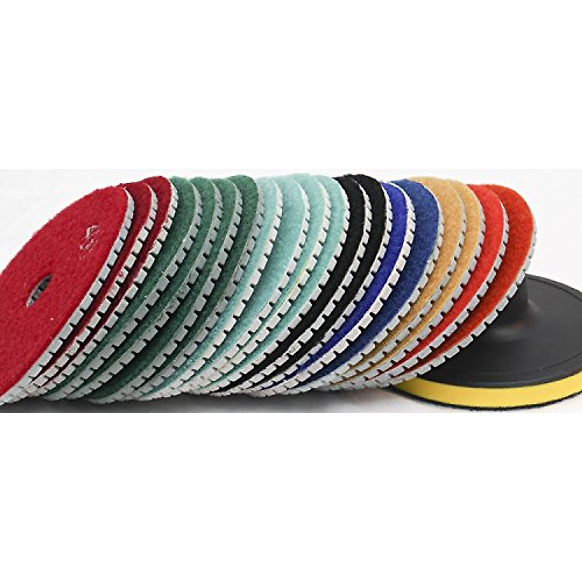 5" 5 Inch 125mm Diamond Polishing Pad 8 Pieces Free Backer Granite Concrete Marble Quartz Glass Travertine Countertop Tile Floor Renew Cement Sander