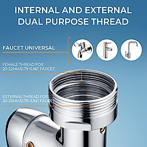 1440° Rotating Faucet Aerator,1080°+360° Large-Angle Swivel Faucet Attachment Robotic Arm Faucet Extender for Bathroom Sink Sprayer Attachment for Face Washing, Gargle and Eye Flush