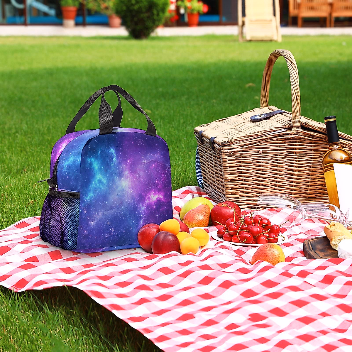 Gtonpum Lunch Bag for Kids, Cute Insulated Lunch Box with Adjustable Shoulder Strap, Reusable Thermal Lunch Tote Cooler Bag with Side Pockets for Girls Adult Women School Work Outdoor (Dragonfly)