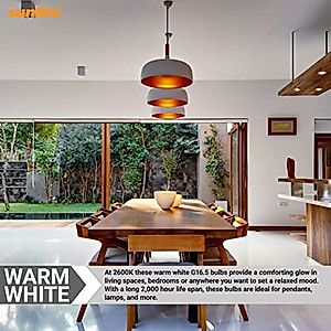 Sunlite G16.5 Incandescent Clear Globe Light Bulb, 25 Watts, 180 Lumens, 120 Volts, Candelabra E12 Screw Base, Title-20 Compliant, 2600K Warm White, 12 Pack